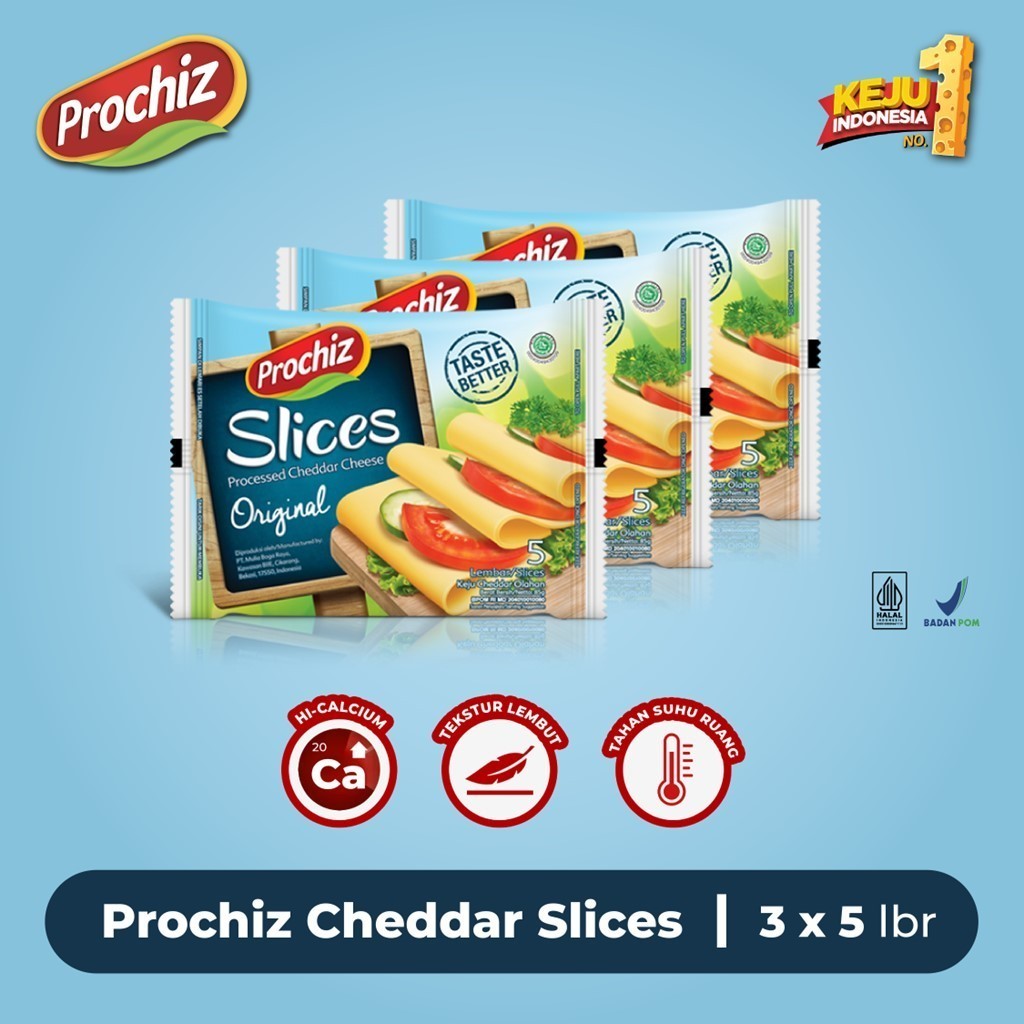 Jual PROCHIZ Cheddar Slices Original 5s x 3 pcs | Shopee Indonesia