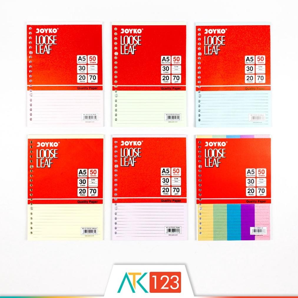 Jual Isi / Refill Kertas Binder / Loose Leaf Warna / Color A5 , 20 Holes isi 50 Lembar Joyko ...