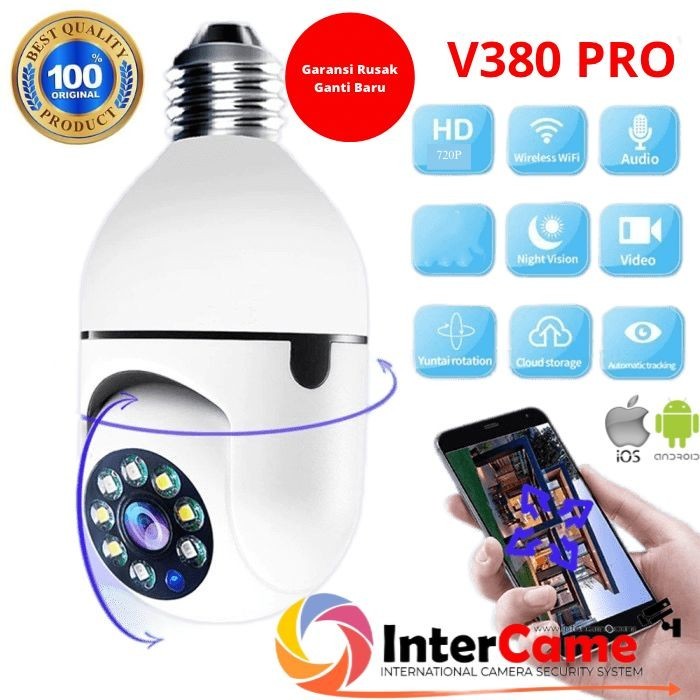 Jual Camera Wifi CCTV Lampu Rotator V380 Pro 1080P | Shopee Indonesia