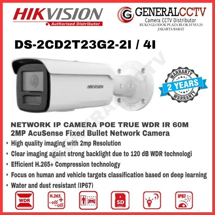 Jual HIKVISION DS-2CD2T23G2-2I /4I HIKVISION IP CAMERA 2MP ACUSENSE | Shopee Indonesia