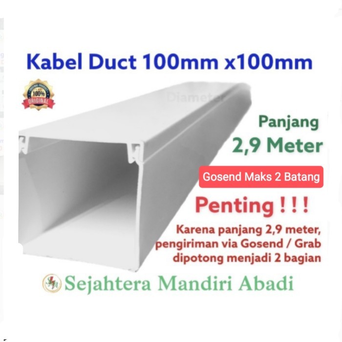 Jual HARGA DISC - Kabel Dak 100x100 Kotak Putih Tutup 2,9 meter Duct Cable | Shopee Indonesia