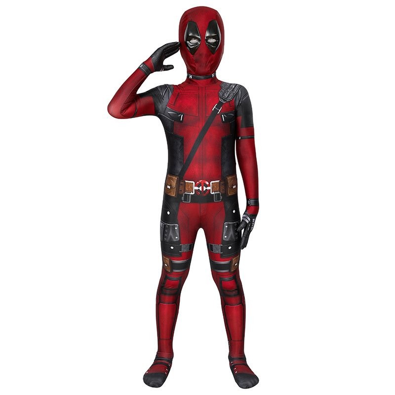 Jual Halloween Marvel Red Deadpool Tight Jumpsuit Dress up Deadpool COS ...