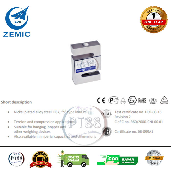 Jual Load cell Zemic H3 2ton / load cell S 2ton / load cell tension ...