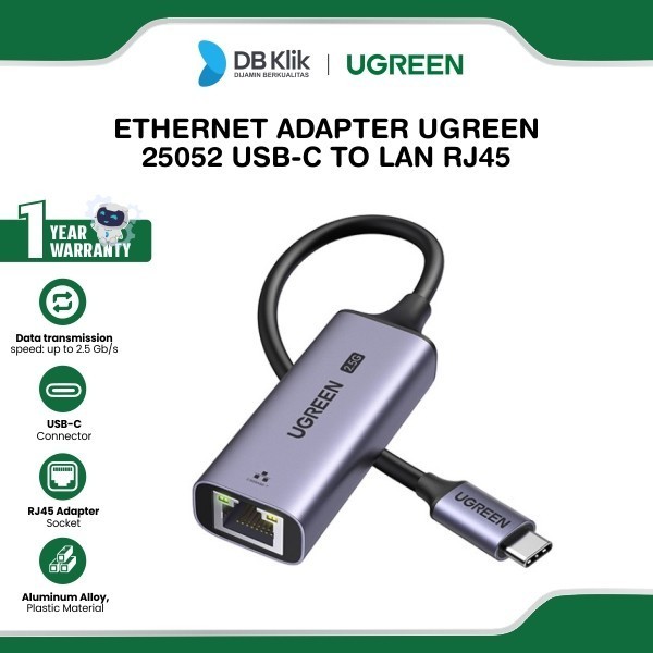 Jual Ugreen Usb Ethernet Adapter Usb-C To Lan Rj45 2,5G Gigabit 10Cm ...