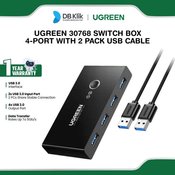 Jual Ugreen Switch Box Usb 3,0 4-Port With 2 Pack Usb Male Cable (30768) | Shopee Indonesia