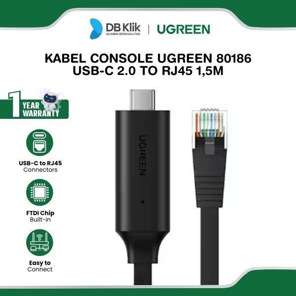 Jual Ugreen Kabel Console Usb C 2.0 To Rj45 Flat 1,5M - Black (80186 ...