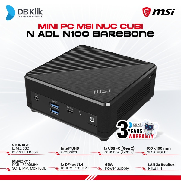 Jual MSI Cubi N ADL MINI PC Intel N100 Barebone | Shopee Indonesia