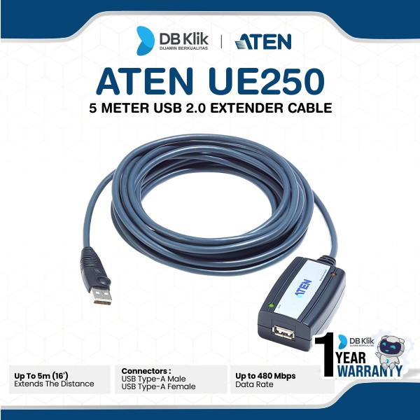 Jual Aten Ue250 5M Usb 2.0 Extender Cable | Shopee Indonesia