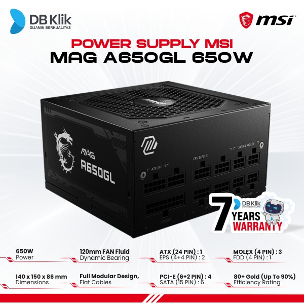 Jual Msi Power Supply Mag A650Gl 650W 80+ Gold Full Modular | Shopee ...