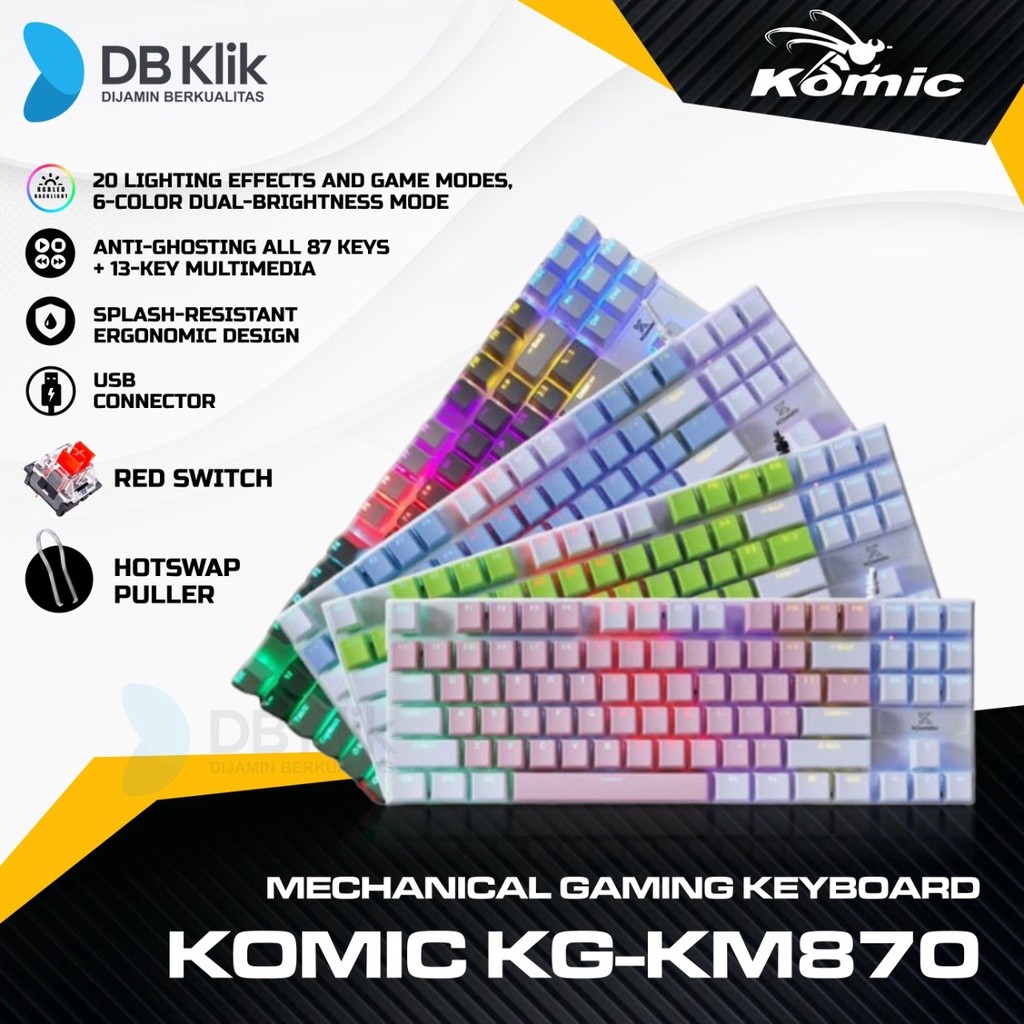 Jual Komic Keyboard Gaming Kg-Km870 Mechanical Hotswap Red Switch Tkl ...