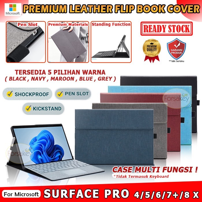 Jual Microsoft Surface Pro 3 4 5 6 7 Plus 8 9 X Casing Flip Case Book ...