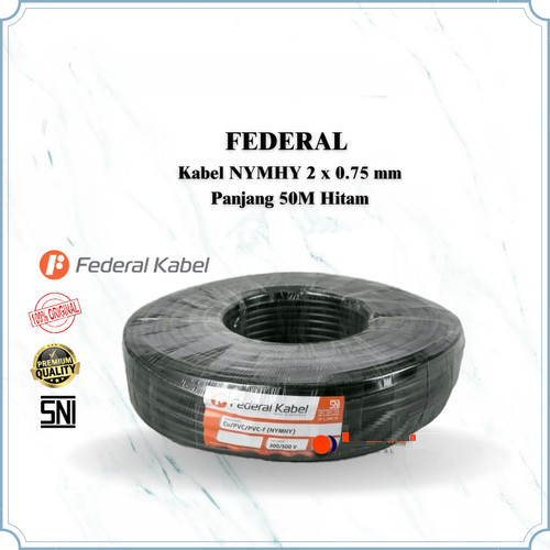 Jual Kabel Listrik Serabut NYMHY Federal 2x0,75mm 50M Full Tembaga 50 Meter NYYHY Federal 2x0 ...