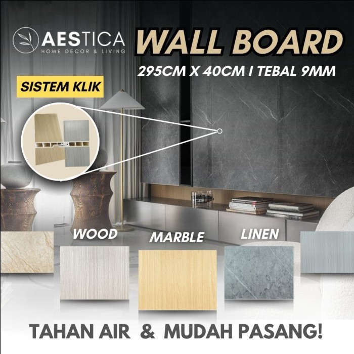 Jual PVC Wall Board Papan Panel Dinding Kayu Marmer Granite 3M Aestica ...