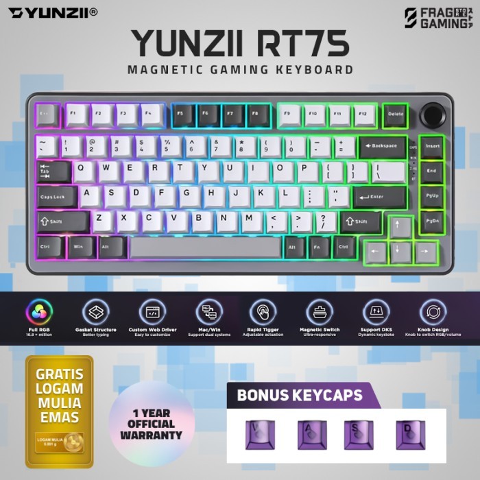Jual Yunzii RT75 / RT-75 Wired Mechanical Gaming Keyboard Magnetic ...
