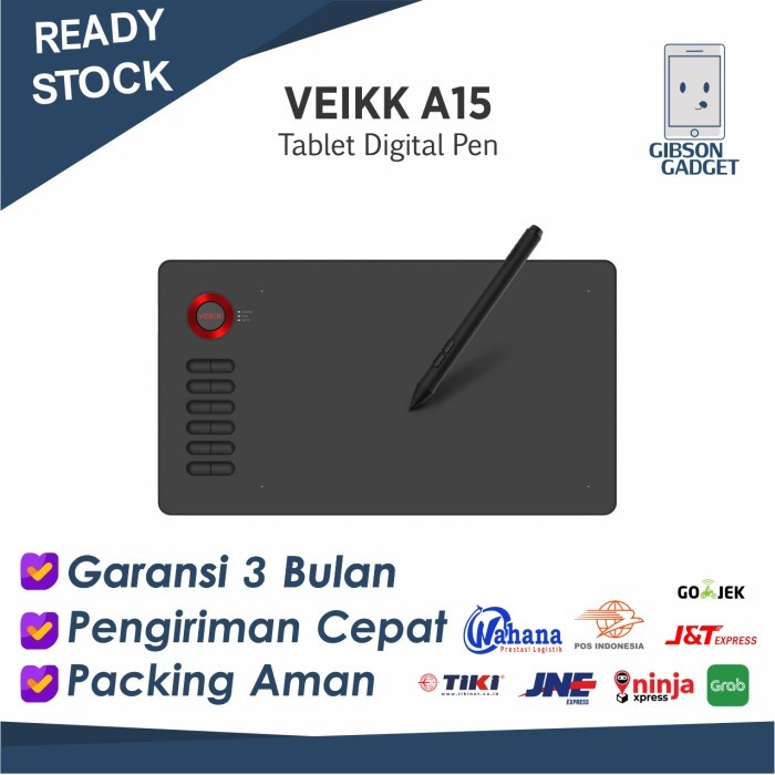 Jual HARGA DISC - VEIKK A15 Tablet 10x6 inch Drawing Pad with 12 ...