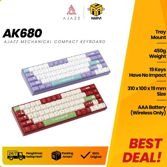 Jual AJAZZ AK680 / AK 680 65% WIRED / WIRELESS MECHANICAL KEYBOARD ...