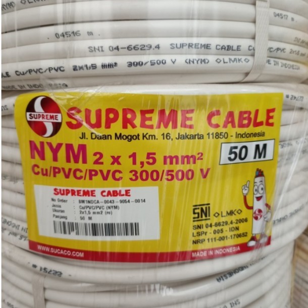 Jual Kabel Listrik Kawat Nym 2X1,5 2X1.5 2X1,5Mm Supreme @50Meter | Shopee Indonesia