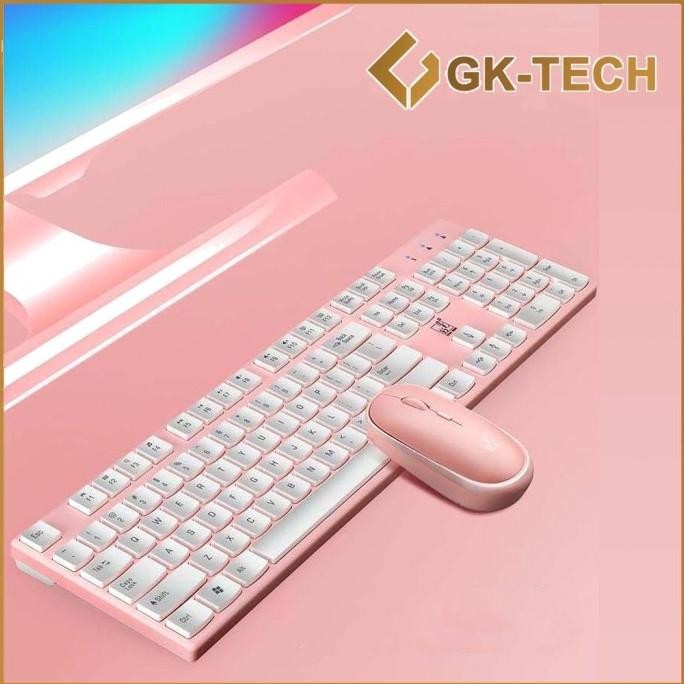 Jual Keyboard Set Mouse Wireless Fashion Pink Biru Hitam Putih Gk-Tech ...