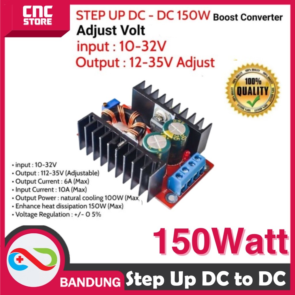 Jual 150W DC STEP UP BOOST CONVERTER 6A 10-32V TO 12-35V MODULE ...