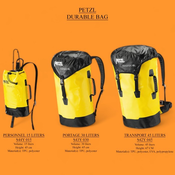 Jual PETZL Tackle Bag Rope Bag (Transport 45L, Portage 30L, Personnel 15L) | Shopee Indonesia