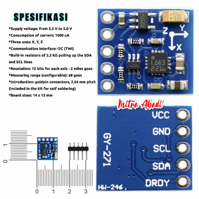 Jual Gy-271 Hmc5883L Electronic Compass Module 3 Axis Magnetic Field ...