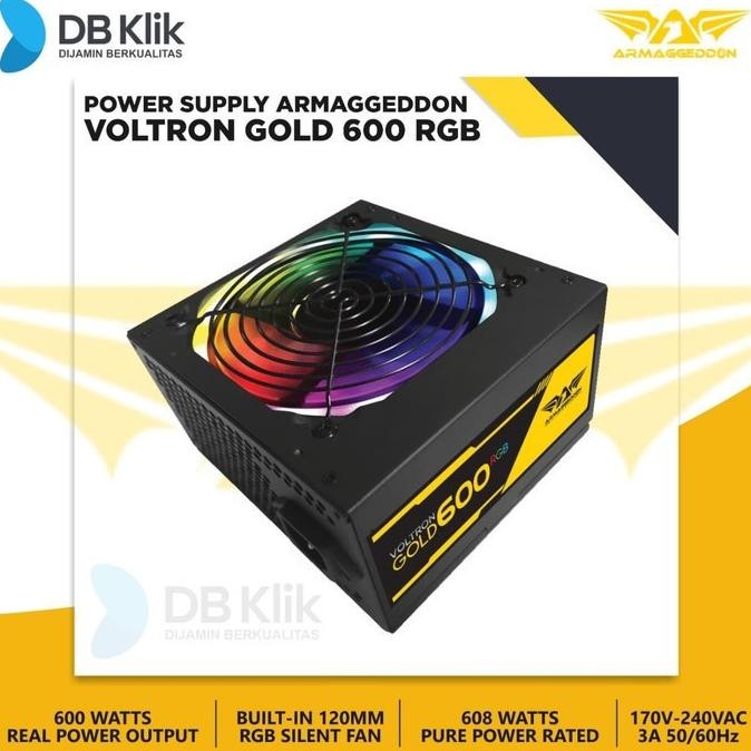Jual POWER SUPPLY PSU ARMAGGEDDON VOLTRON GOLD 600 RGB 80+ 600 WATT ORIGINAL DAN TERPERCAYA ...