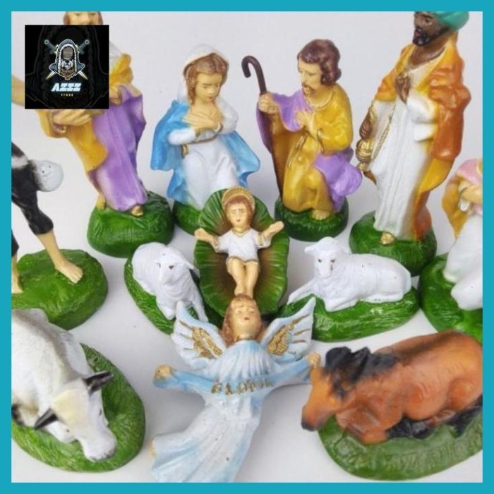 Jual Set Patung Natal 12cm Bayi Yesus Maria Yosef Kandang Ternak Kado ...