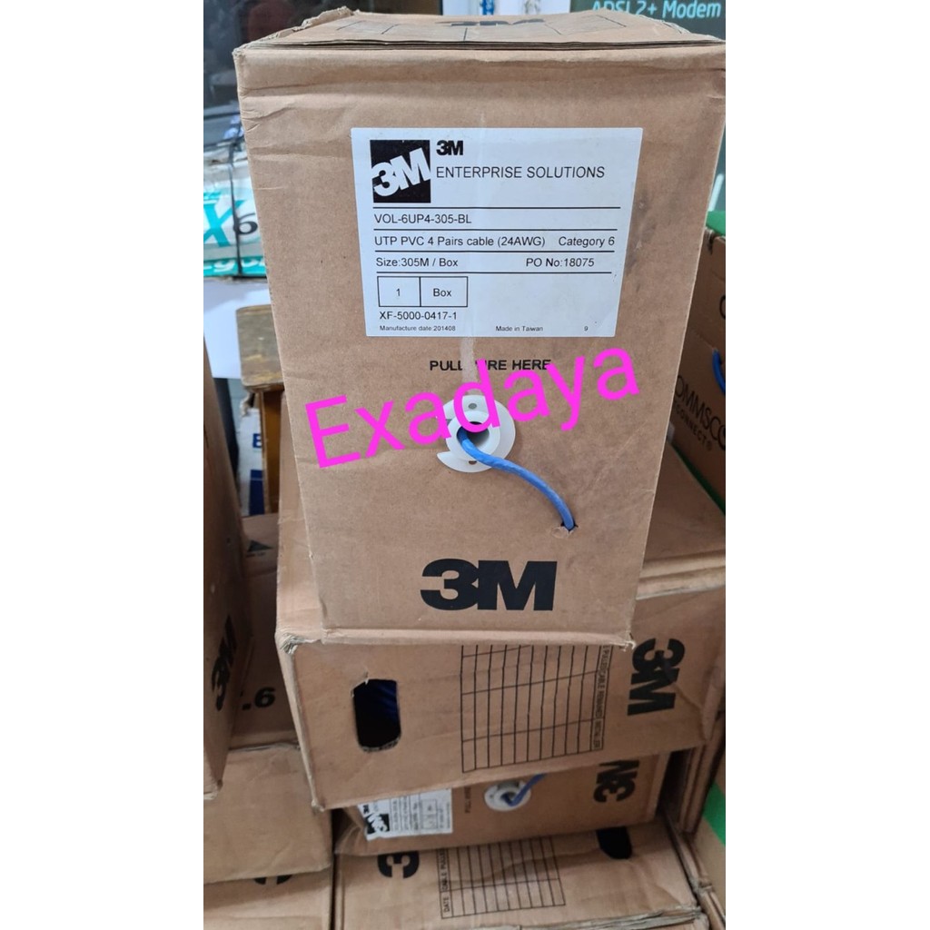 Jual 3M Kabel UTP Cat.6/ Cat6 Kabel Lan merk 3M , Grey ( VOL-6UP4-305 ...