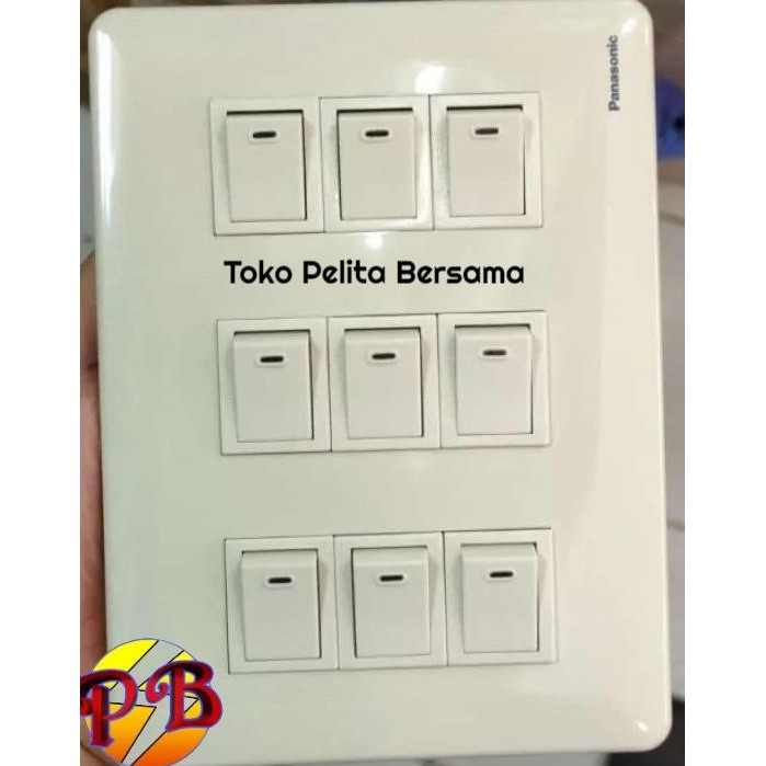 Jual Grid Switch 9 Gang Panasonic / Saklar 9 Mata + Inbodus Plastik ...