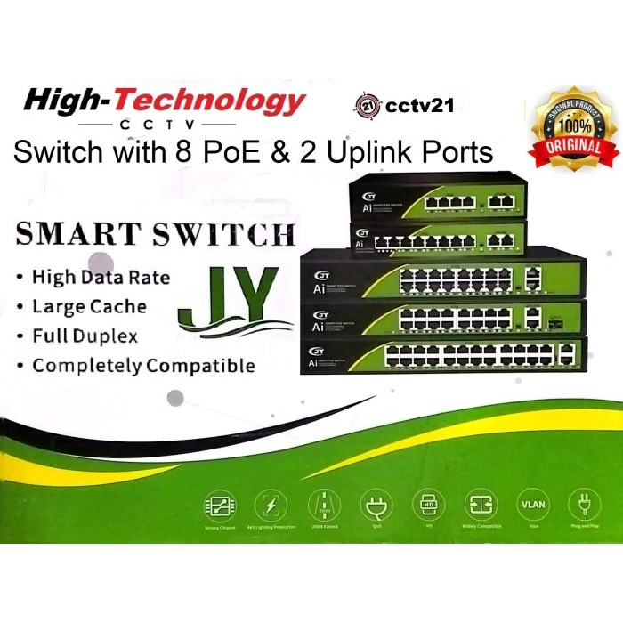 Jual HARGA DISC - SWITCH POE 8 PORT + 2 PORT UPLINK High Technology for ...