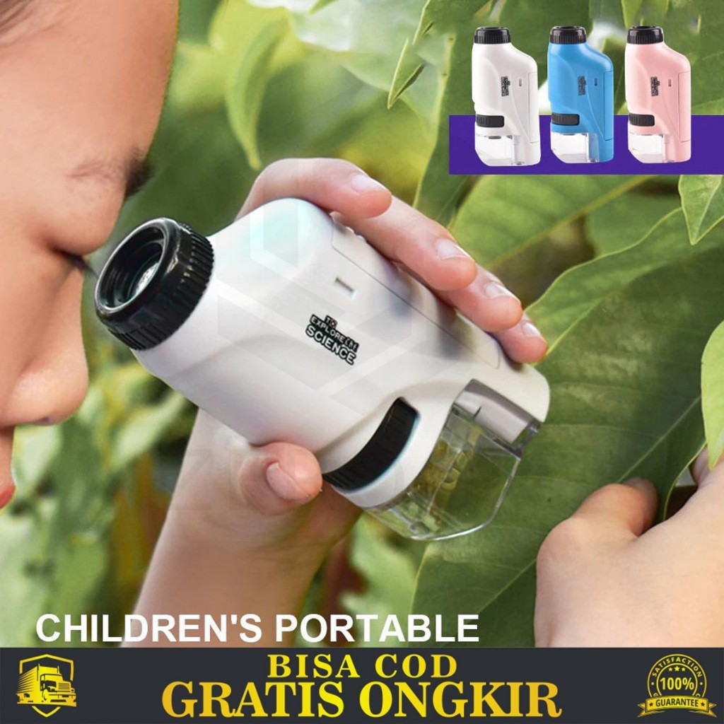 Jual MINI MIKROSKOP POCKET LAB PORTABLE LAMPU LED OPTICAL LENSA ...