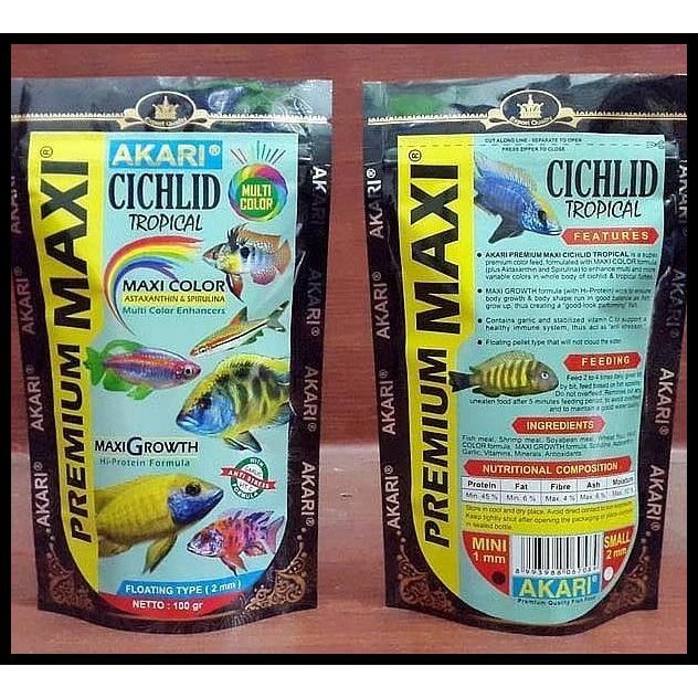 Jual Akari Premium Maxi Cichlid Chiclid Tropical Multi Color 100 Pakan ...