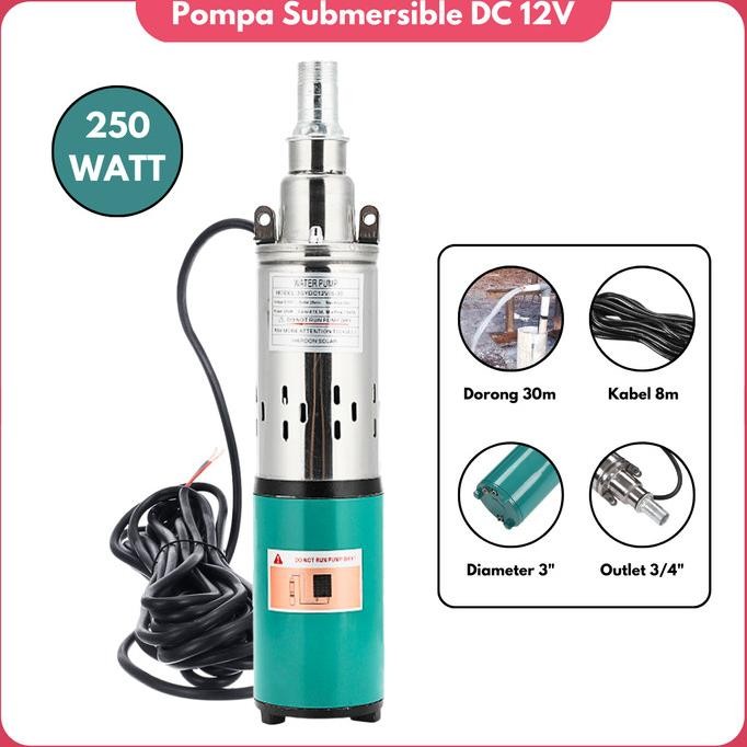 Jual POMPA AIR SUMUR 30 METER POMPA CELUP 3" INCH SUBMERSIBLE PUMP DC ...