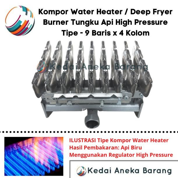 Jual Burner Kompor Stove Water Heater Tungku Api Gas LPG 9 Baris 1/2 ...