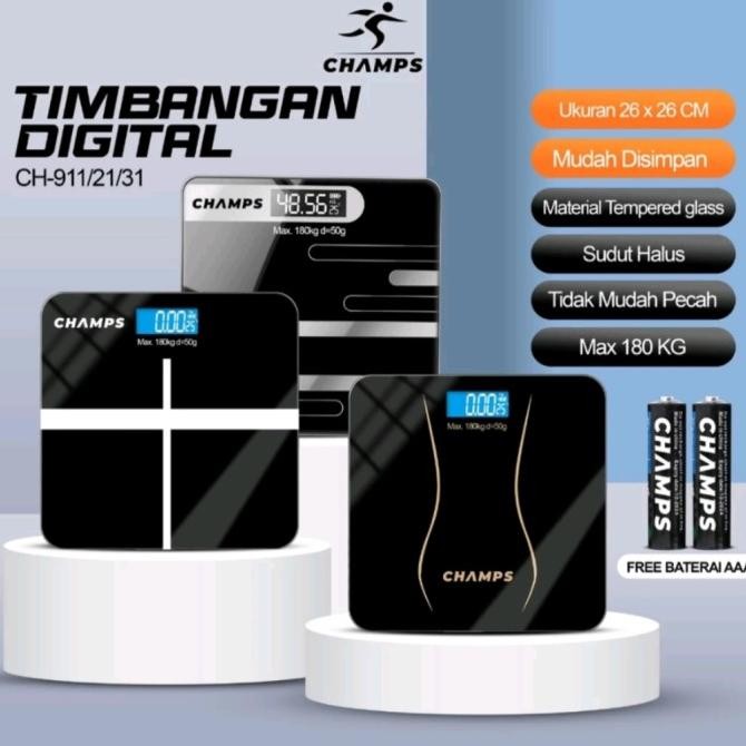 Jual NEW TIMBANGAN BADAN DIGITAL CHAMPS TIMBANGAN KACA TEMPERED | Shopee Indonesia