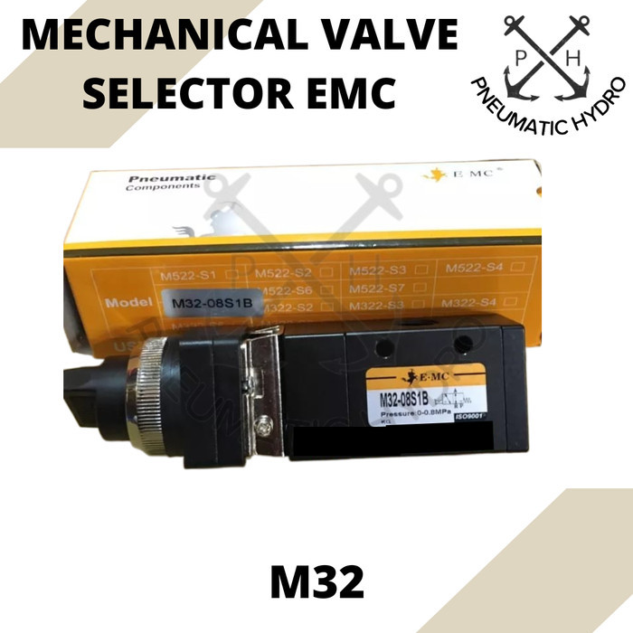 Jual Mechanical Valve Pneumatic Selector Emc 3/2 Way 1/4 M32-08 ...
