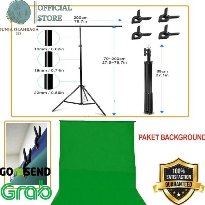 Jual Green Screen Stand T-Shape Backdrop Photography 200 X 200Cm 4 ...