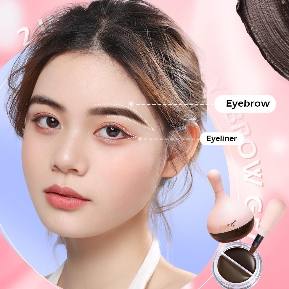 Jual Saniye 2 Warna Eyebrow Gel Tahan Lama Waterproof Alis Coklat Tua Eyeliner Makeup M348 ...