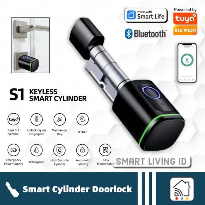 Jual Tuya Smart Cylinder Door Lock Doorlock BLE Bluetooth Smart Life ...