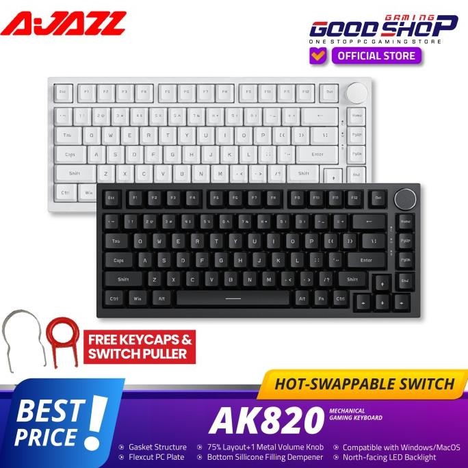 Jual Keyboard - AJAZZ AK820 Monochrome 75% Hotswappable Keyboard With ...
