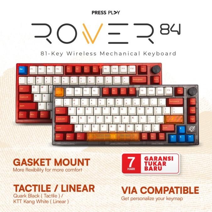 Jual Keyboard - ROVER84 75% Wireless Mechanical Keyboard by Press Play ...