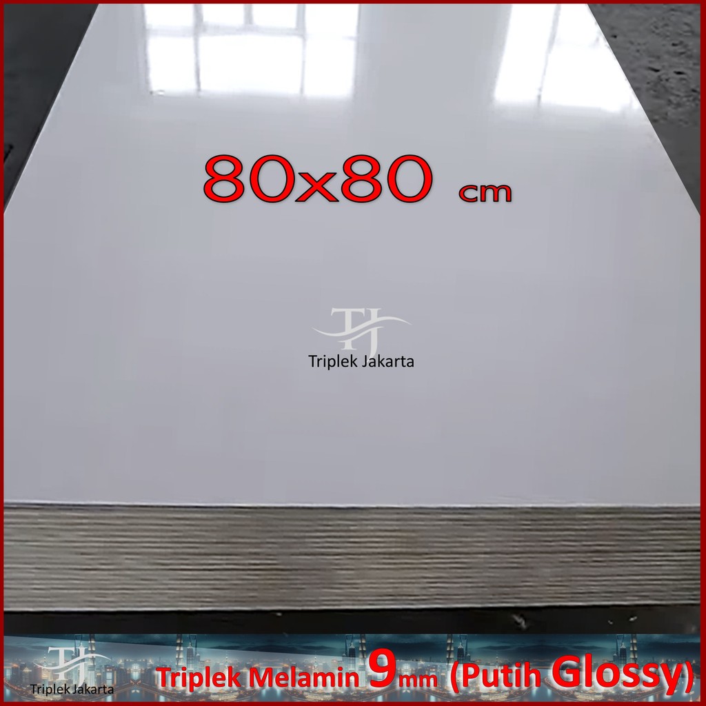 Jual Melamin Glossy 9mm 80x80 cm | Triplek Melamin Putih GLOSSY 1 Muka ...