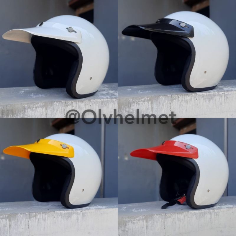 Jual HELM BOGO RETRO DEWASA POLOS PUTIH PET PANJANG FREE PACKING ...