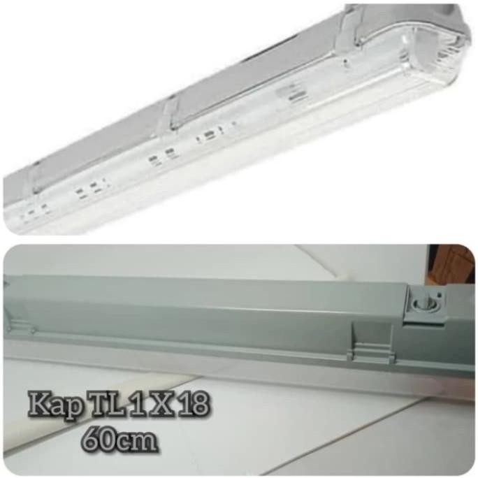 Jual Kap lampu TL t8 led Waterproof 1x18 ip65 60cm set rumah neon outdoor | Shopee Indonesia