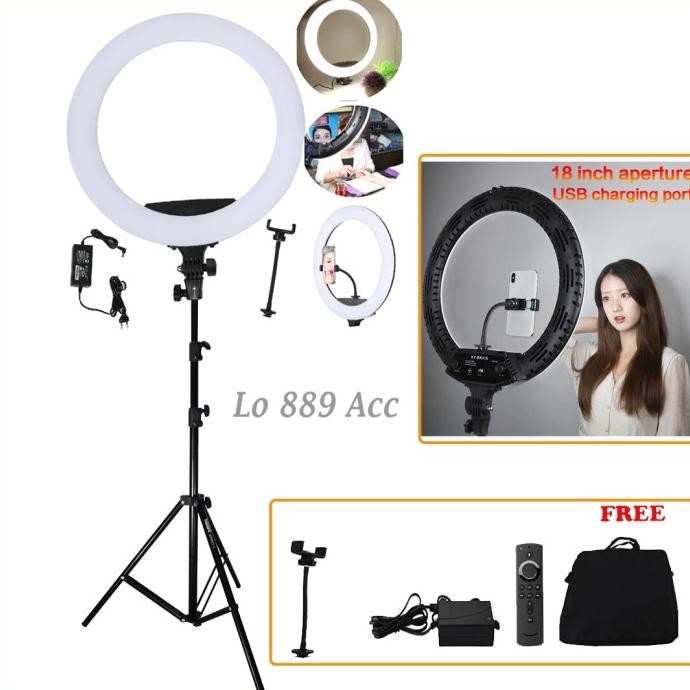 Jual Ring Light 18 Inch 65W Led Ring Light 18In Wit Stand Ringlight 18 ...