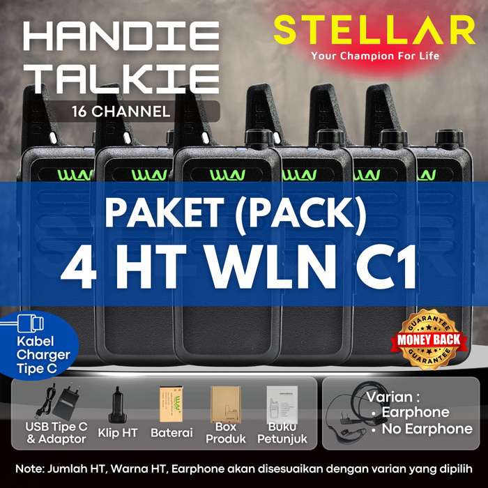 Jual Paket 4 HT WLN C1 Full Set UHF Two Way Radio Handy Talky Walkie Talkie | Shopee Indonesia