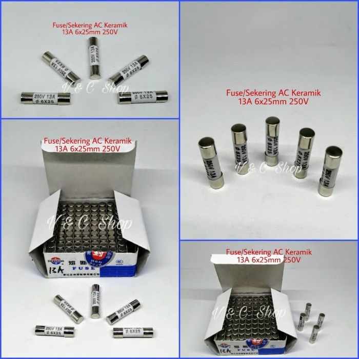 Jual FUSE/SEKERING AC KERAMIK 13A 6X25MM 250V ISI 100 PCS | Shopee ...