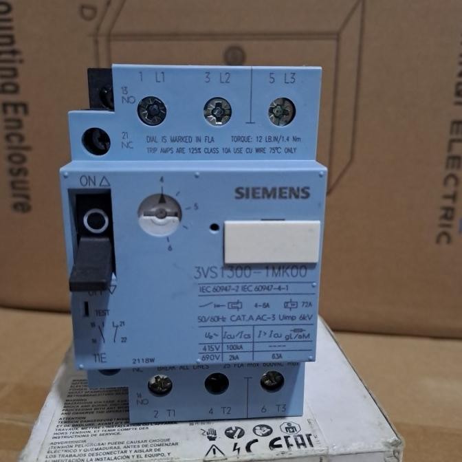 Jual 3VS1300-1MK00 Siemens Motor Circuit Breaker 4-6A 415v 100ka 3 phae 1NO1NC | Shopee Indonesia