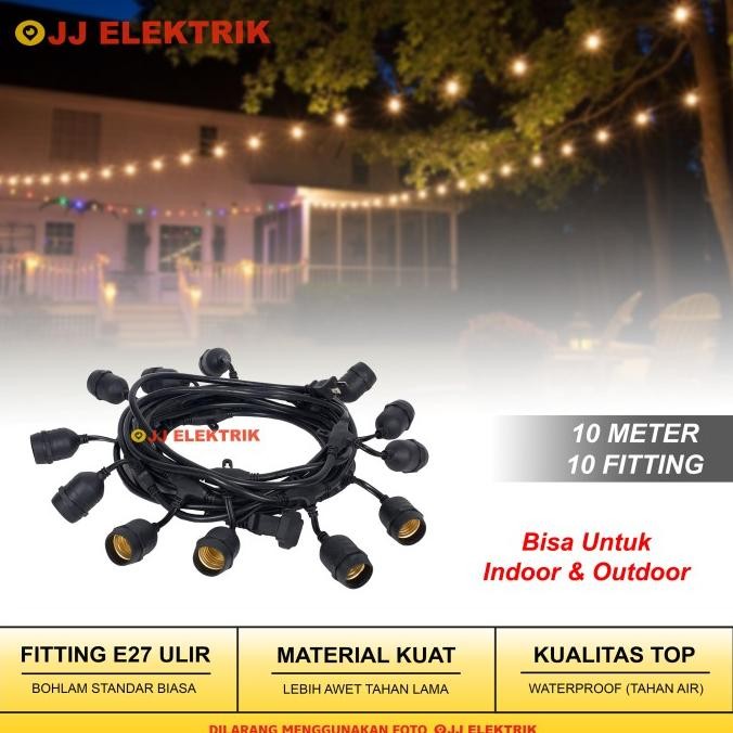 Jual Kabel Fitting Lampu Gantung 10 Meter 10 Fitting Naik Turun 10M Outdoor | Shopee Indonesia