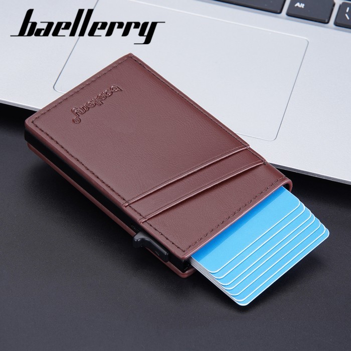 Jual Dompet Kartu Pria Kulit Pu Rfid Protector Card Holder Baellerry ...